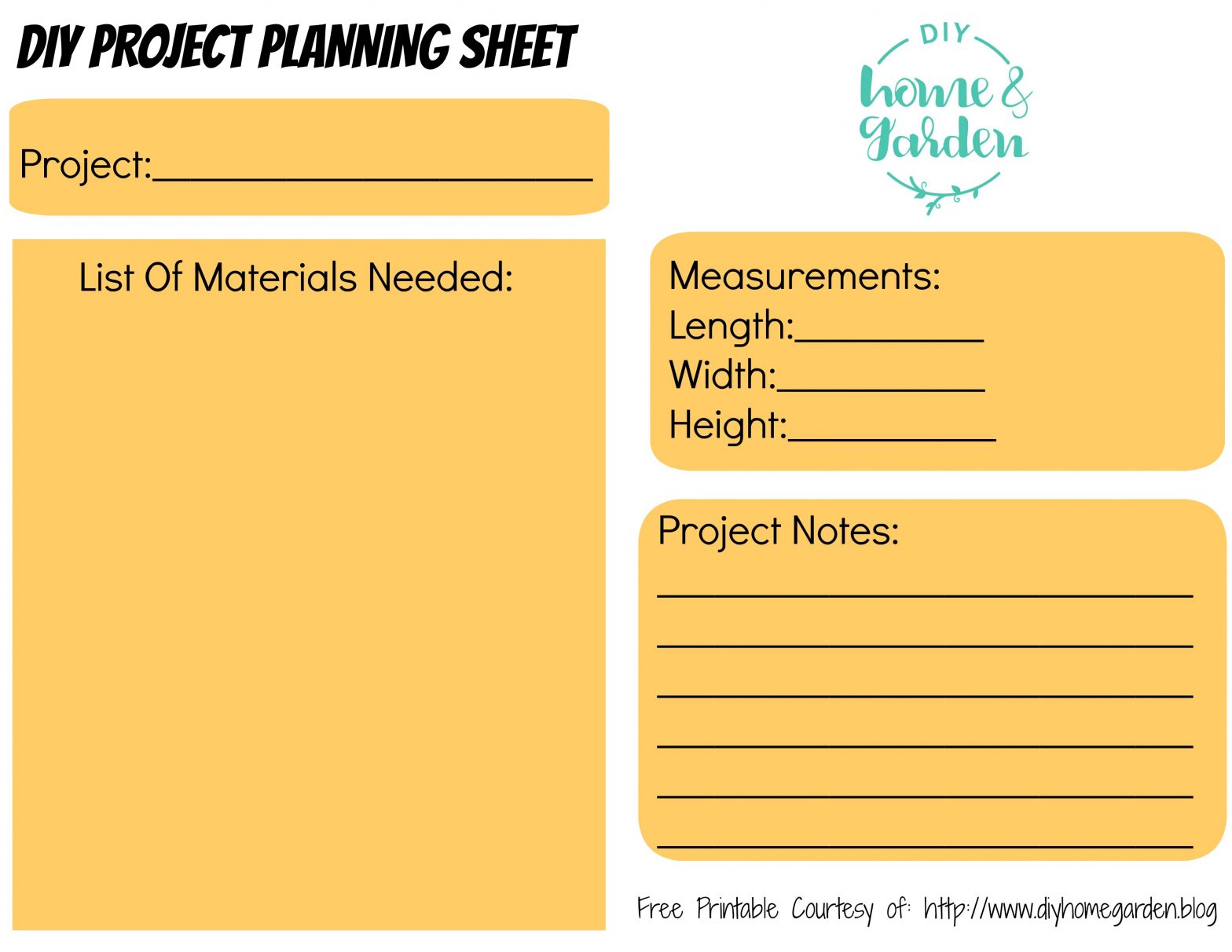 Free Printable: DIY Project Planning Sheet | diyhomegarden.blog