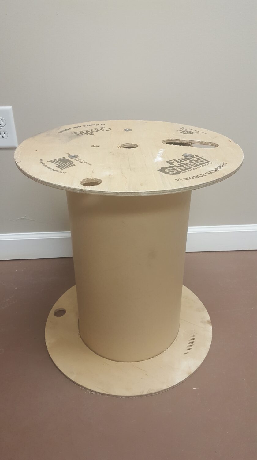 Empty Wood Spool Upcycled Into Side Table | diyhomegarden.blog
