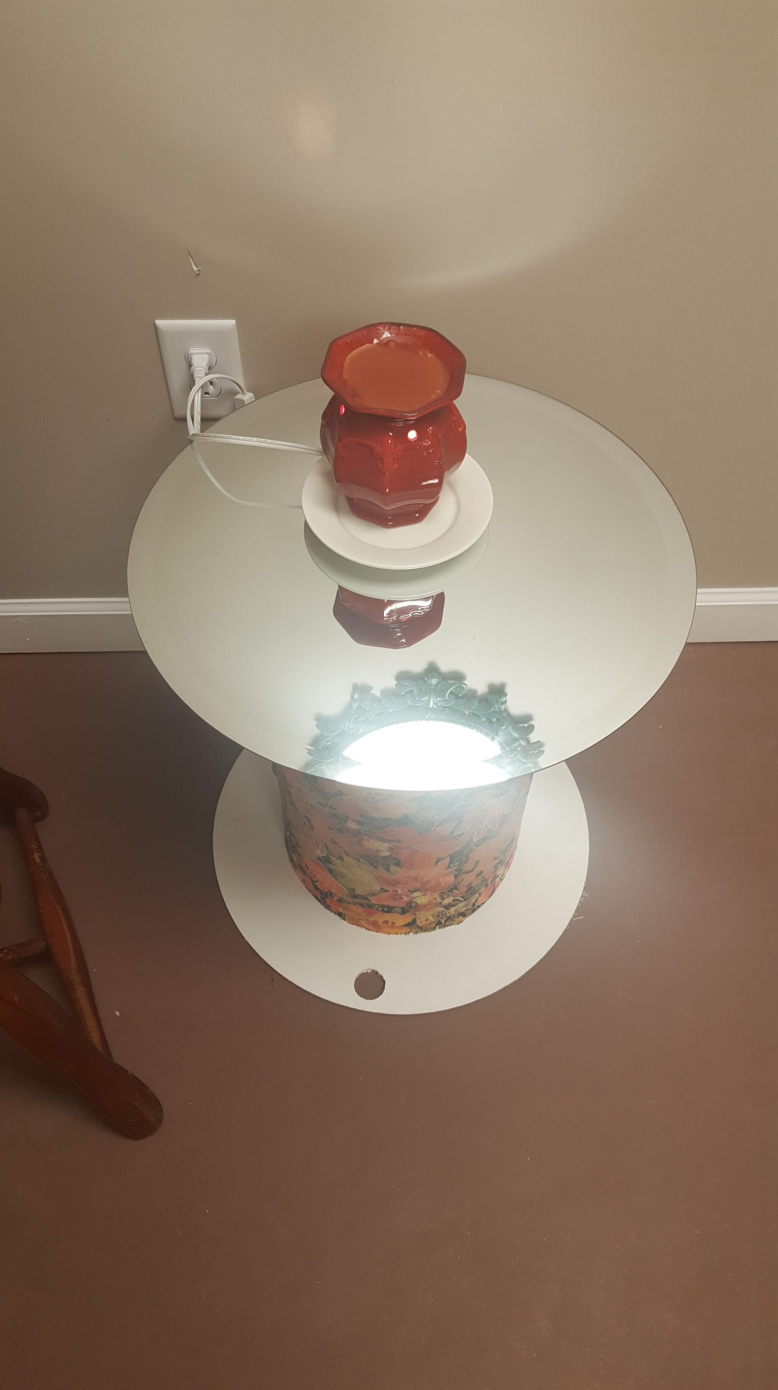 Empty Wood Spool Upcycled Into Side Table | diyhomegarden.blog